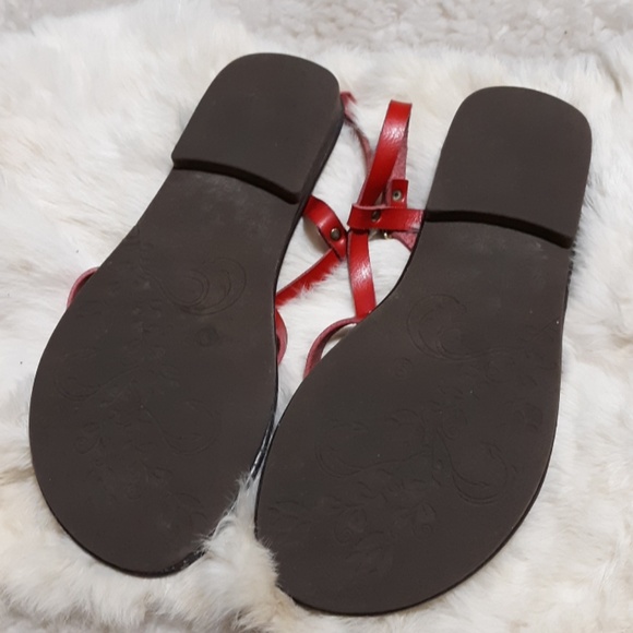 SO | Shoes | So Red Leather Thong Sandals Size 9 | Poshmark